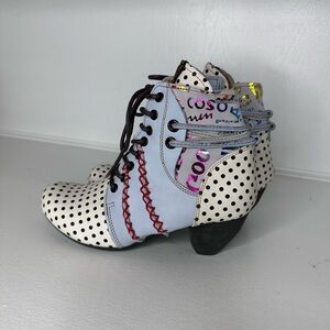 TMA | Shoes | Tma Maia Eyes Unique White Polka Dot Leather Boot Women ...